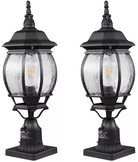 Set 2 Felinare pentru gradina cu senzor de lumina inclus Retro Aluminiu ...