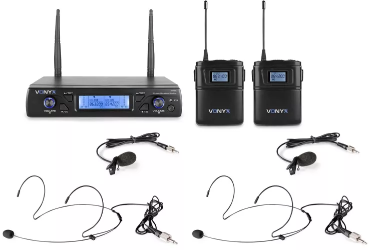 Set microfoane wireless headset si lavaliera Vonyx WM62B 58375 - cel.ro