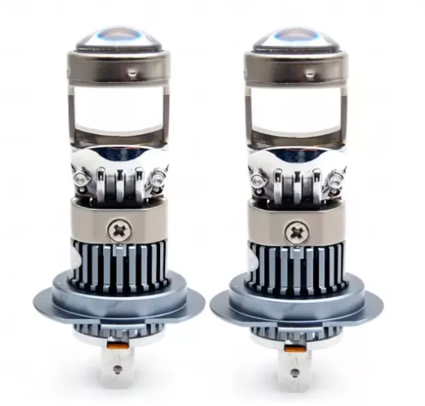 Set 2 becuri auto LED cu lupa H7 150W 12V 6500K Canbus fara eroare +300 ...