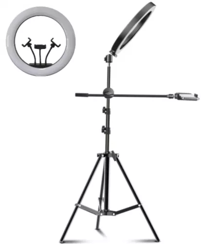 Lampa Circulara Ring Light REVOSE&trade cu Extra Brat si 3 suporturi telefon - cel.ro