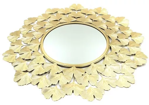 Oglinda de perete rama cu frunze de ginkgo biloba aurie 52 cm xlyd ...