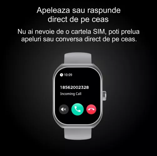 Smartwatch Techbasics Ecran Curbat 2.01 Apeluri Bluetooth 5.3 Microfon ...