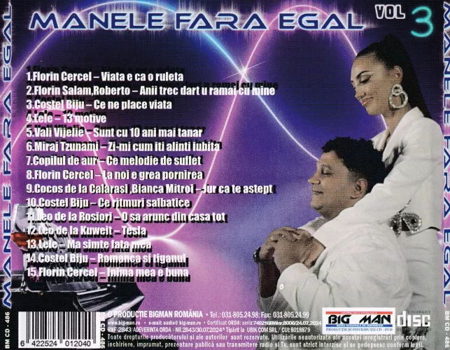 Manele fara egal vol 3 CD Audio 461 420 - cel.ro