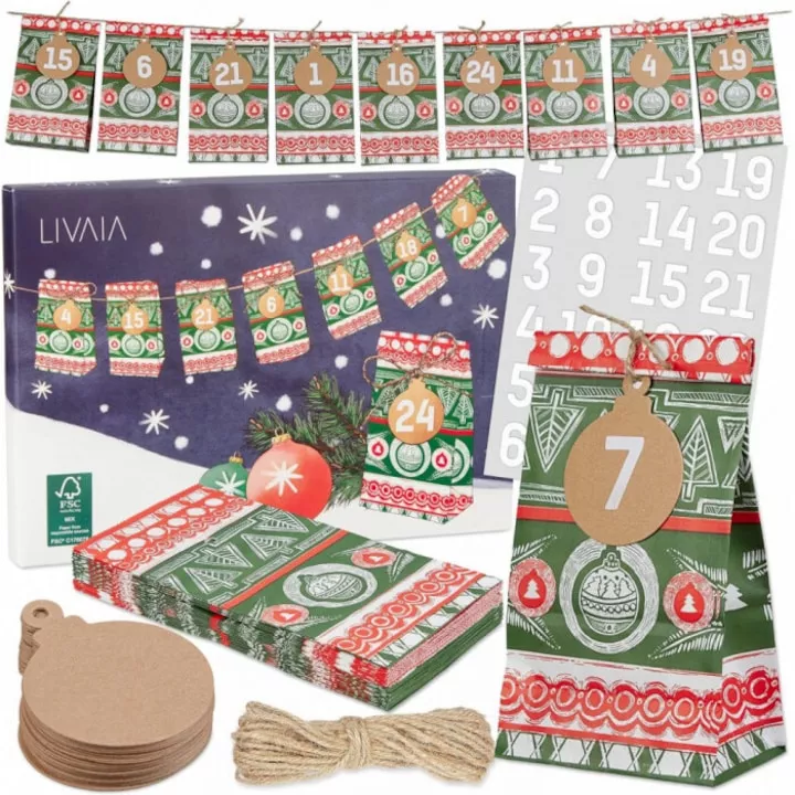 Set 50 piese calendar advent Livaia 2023 hartie multicolor IO-0446 - cel.ro