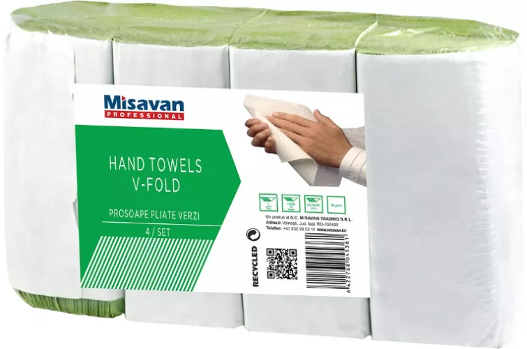 Prosoape hartie pliate V Premium verde 1 strat 4 seturi/ pachet 250 foi ...
