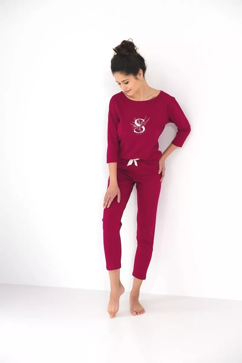 Pijama dama Sensis Sarah cu maneca lunga 3/4 si pantalon lung 7/8 ...