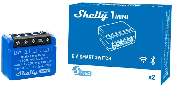 Releu inteligent Shelly 1 Mini GEN3 1 canal 8A 3800235261576 - cel.ro