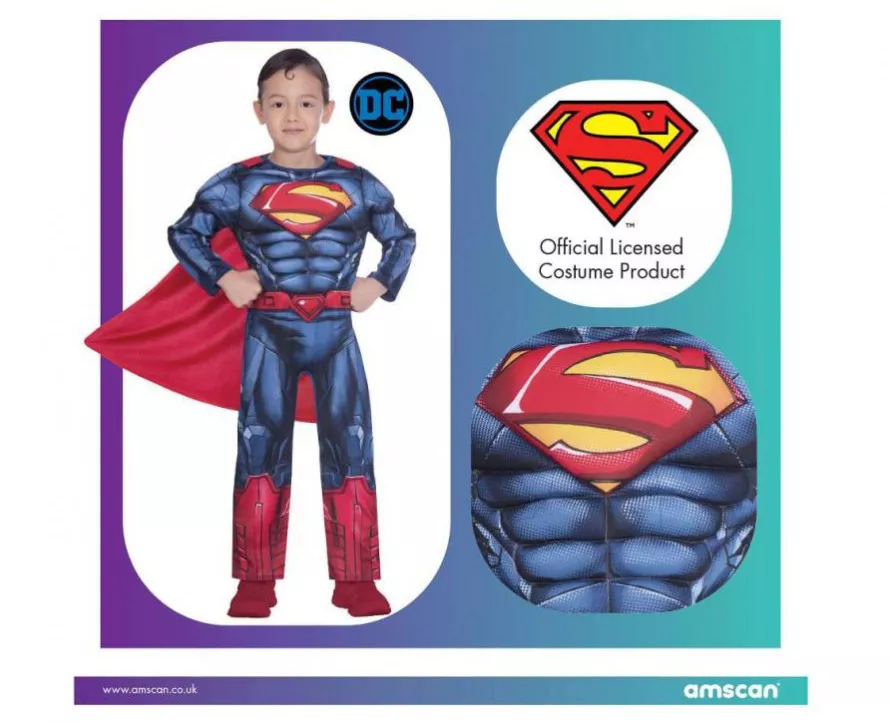 Costum carnaval Superman Clasic pentru baieti 10 - 12 ani GD1033 - cel.ro