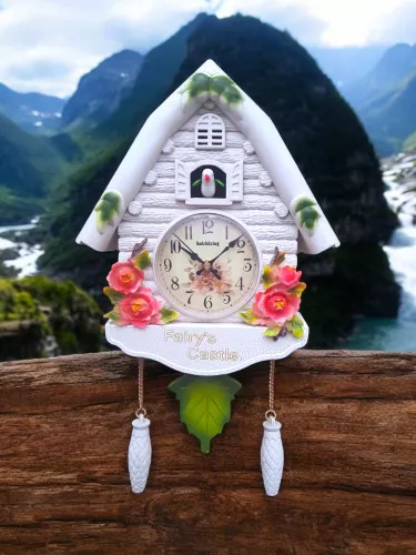 Ceas alb cu cuc model flori 2159 - cel.ro