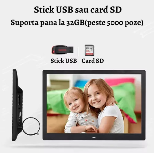 Rama foto digitala HD 1280x800 10.1 inch Slim Redare Card SD si USB ...