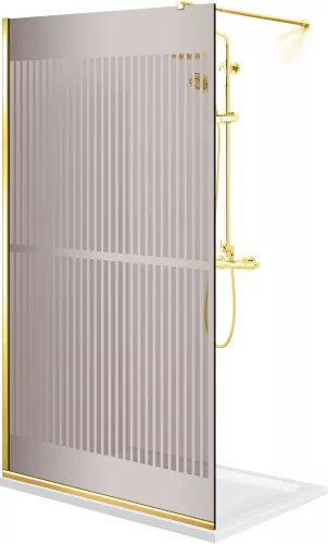 Paravan dus walk-in Aqua Roy ® Gold full inox model Mediteran incolor ...