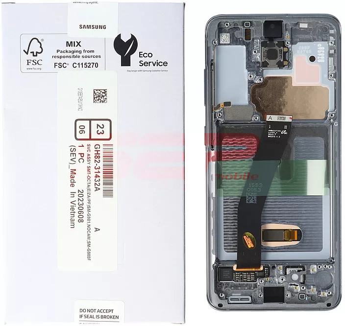 LCD+Touchscreen cu Rama Samsung Galaxy S20 / G980 GREY Original Service ...