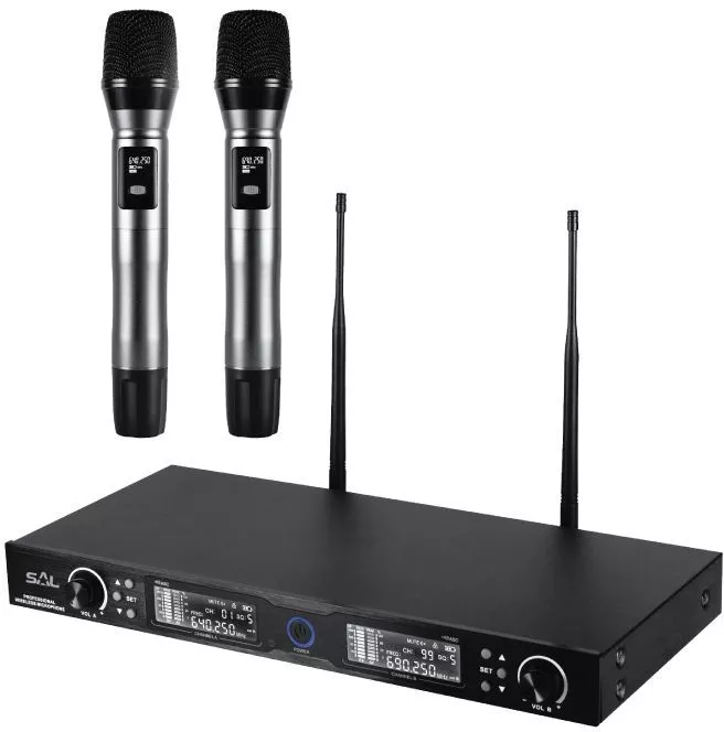 Set 2 microfoane wireless profesionale receiver raza actiune 140 m uhf ...