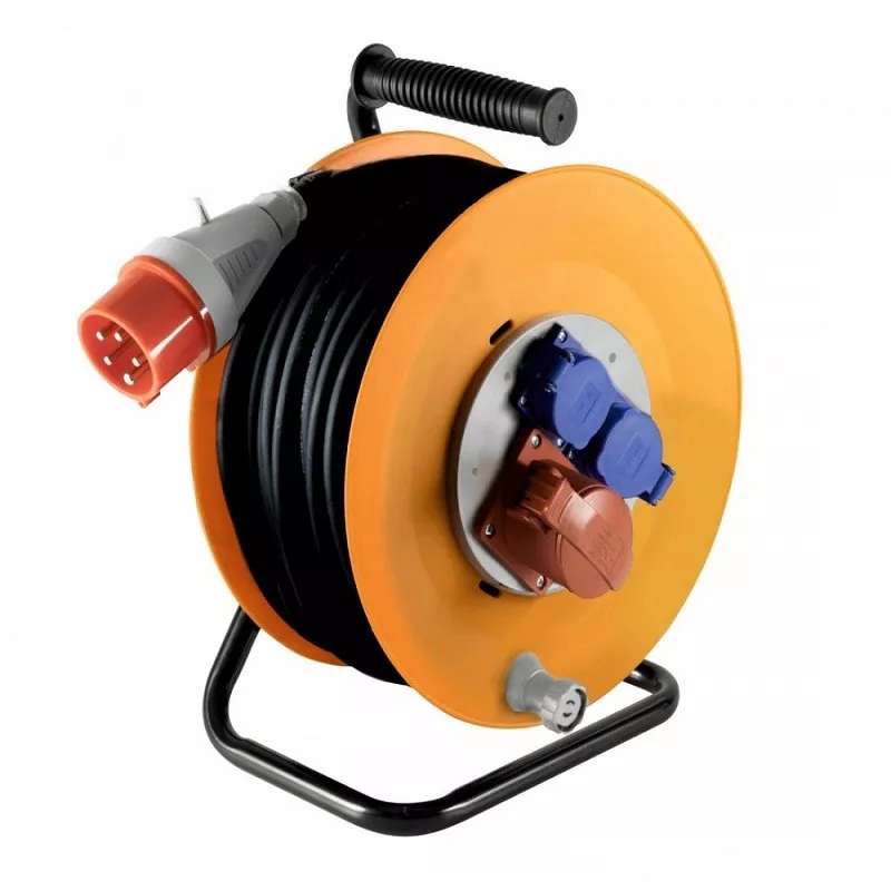 Tambur cablu priza 230v 400v trifazic 25m h07rn-f 5g2 5 mm2 ip44 home ...