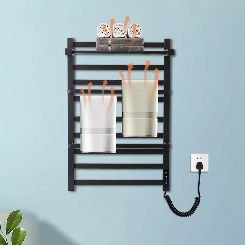 Port-prosop electric TRENDYS 50 x 75 cm digital negru mat cu 5 brate si ...