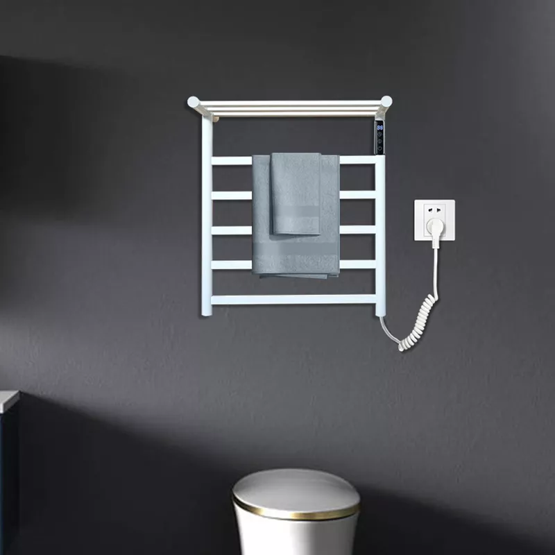 Radiator electric baie TRENDYS 45 x 52 cm digital alb mat cu 5 brate si ...