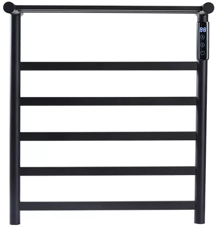 Radiator electric baie TRENDYS 45 x 52 cm digital negru mat cu 5 brate ...