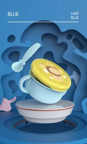 Bol 2 in 1 pentru snackuri si lingurita blue U-Grow A-2504BL - cel.ro