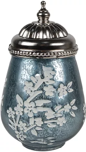 Candela cu led sticla albastra metal argintiu 9x16 cm 6GL4597BL - cel.ro