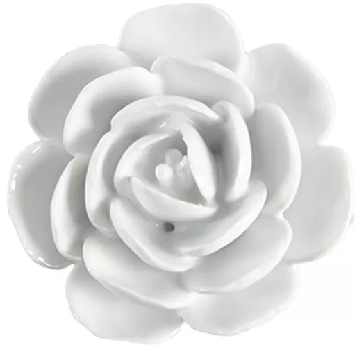 Set 4 butoni mobilier ceramica alba Rose 6x3/6 cm 65306 - cel.ro