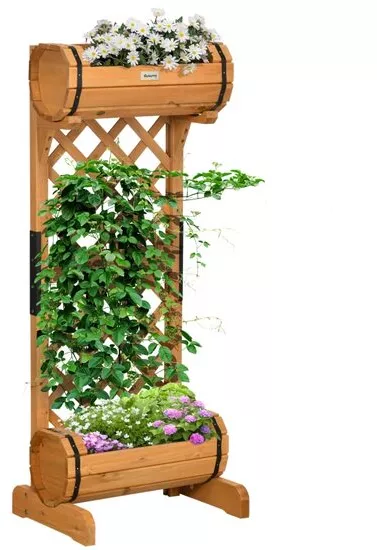 Jardiniera decorativa cu suport pentru plante cataratoare lemn 2 nivele ...