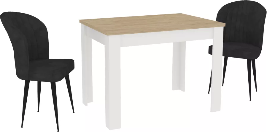 Set Masa haaus Zeta Lemn Natural/Alb 2 Scaune Negre 102 x 69 x 75 cm ...