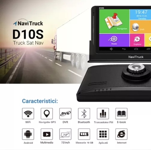 Pachet navigatie NaviTruck D10S 16GB ecran mare de 7 inch ...