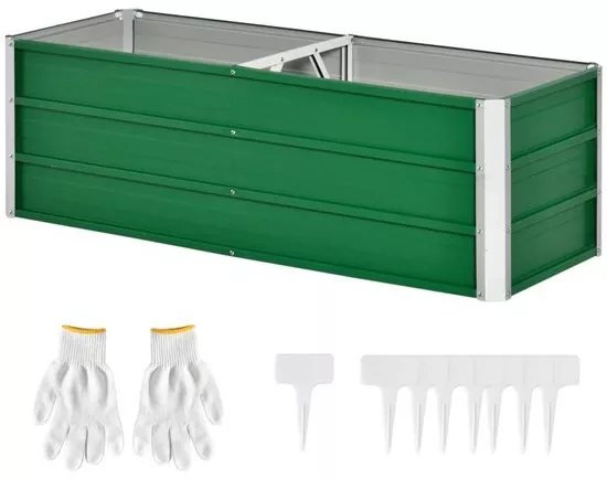 Pat/strat inaltat pentru flori legume din otel verde cu accesorii ...