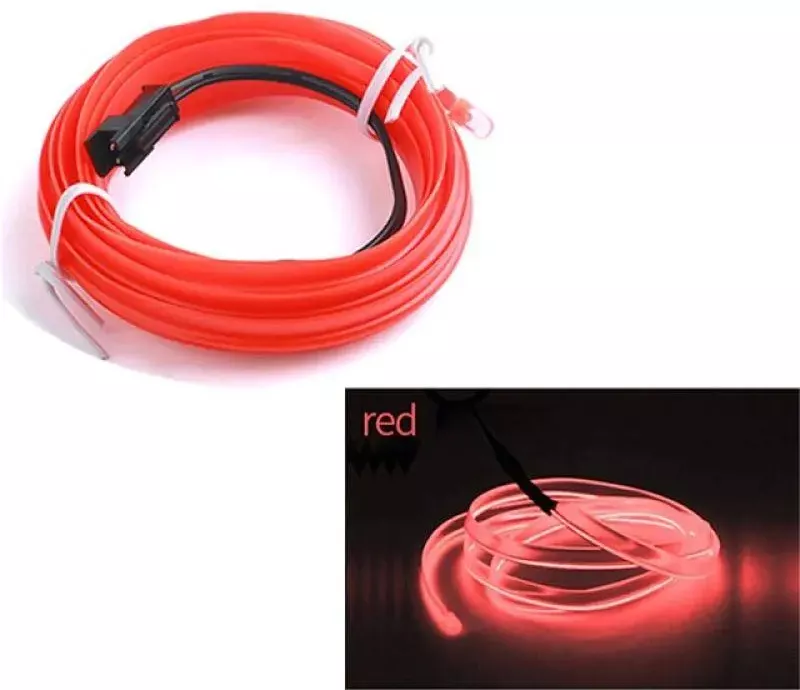 Fir Neon Auto EL Wire culoare Rosie lungime 1M alimentare 12V droser ...