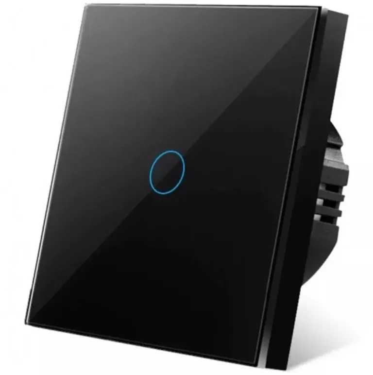 Intrerupator touch cap scara cap cruce iUni 1F Sticla securizata LED Negru