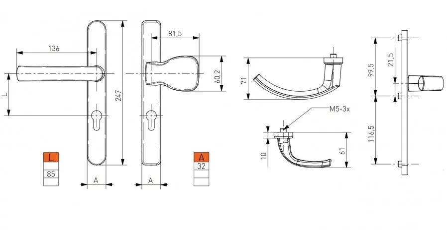 Maner usa termopan Jowisz exterior 85 x 32 mm buton fix cu arc material ...