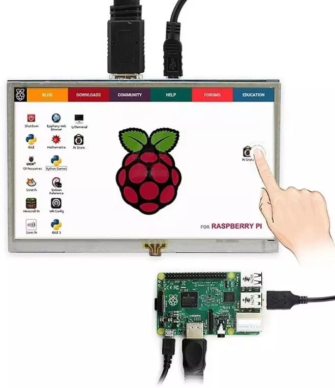 Display capacitive touch screen 7 inch Raspberry Pi 1024x600 touch1024 - cel.ro