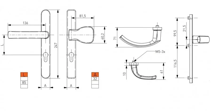 Maner usa termopan Jowisz exterior 85 x 32 mm buton fix cu arc material ...