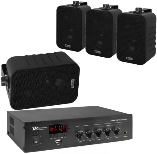 Set 4 boxe cu amplificator Ambient 5 negru perete restaurant cafenea 011883 - cel.ro