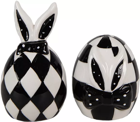 Set solnita pipernita portelan alb negru 5x9 cm 5x7 cm CBST - cel.ro