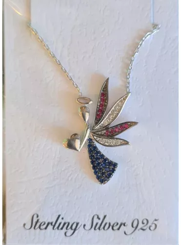 Colier Argint 925 Inger Colorat cu Aripi Colorate cu Zirconiu Colorat ...