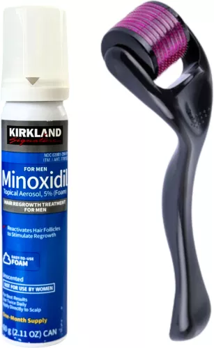 Spuma Minoxidil Kirkland 5 + Dermaroller 540 ace din titan Tratament ...