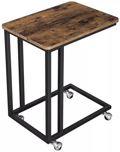 Masa de cafea Vasagle pe roti pal si metal maro rustic 50x35x61 cm 2029 ...