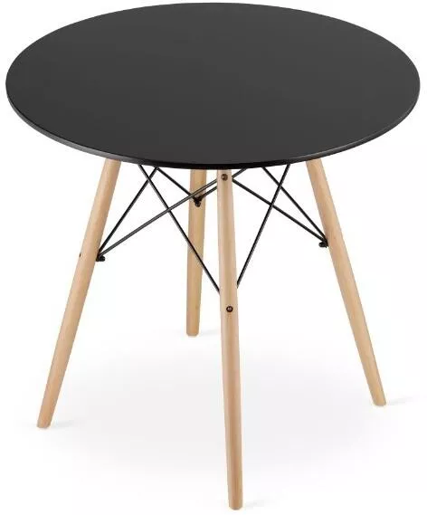 Masa stil scandinav Artool rotund MDF si lemn negru natur 80x72 cm 3327 ...