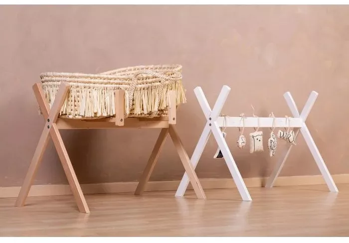 Suport pentru Cos bebe Moise Childhome si Centru de activitati Lemn Alb ...