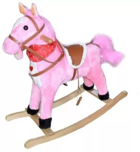 Calut balansoar cu manere din plus cu melodii si lumini roz HORSE2 - cel.ro