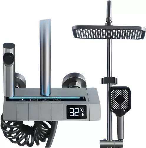 Coloana dus Set cu para dreptunghiulara Afisaj LED Senzor Temperatura 4 ...