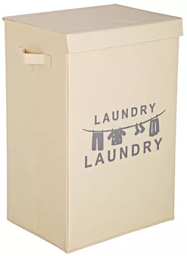 Cos rufe pliabil cu capac textil crem Laundry 40x30x60 cm BI0212911 ...