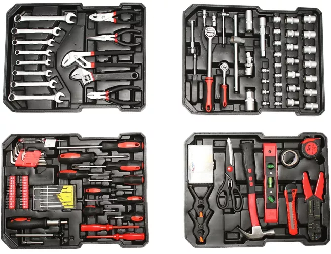 Trusa scule tip troler din aluminiu cu scule profesionale otel crom ...