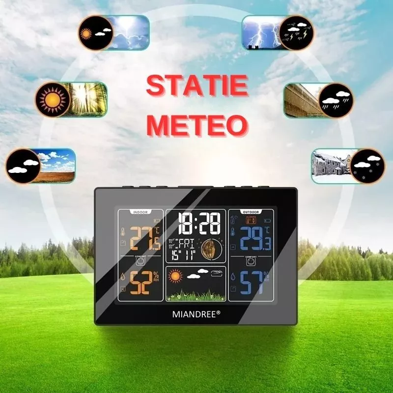 Statie Meteo Digitala MIANDREE® cu Senzor Extern Prognoza Meteo ...