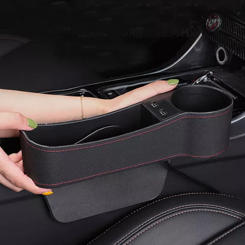 Suport lateral scaun auto cutie depozitare si pahar incarcare priza 12V ...