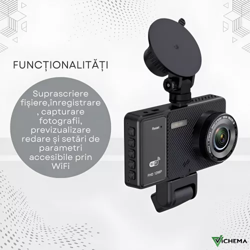 Camera Auto CamGuard Pro Vichema HD 1080P Camera Spate DVR Auto Unghi ...