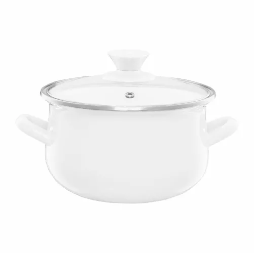 Oala email cu capac 18cm 2.9L crem EMALIA OLKUSZ Pyza 35068