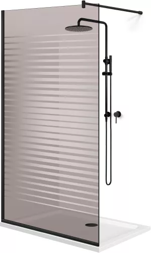 Paravan dus walk-in Aqua Roy ® Black negru mat model Apollo incolor ...