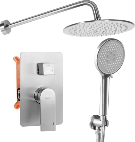 Set de dus incastrat nichel periat INOX + BOX REA-P4800 - cel.ro